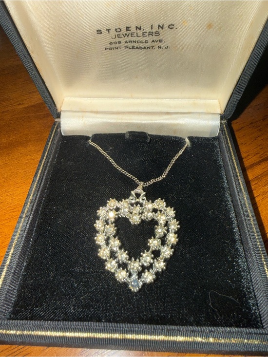 Jewelry | Vintage Something Blue Wedding Cz Heart With Blue Sapphire ...